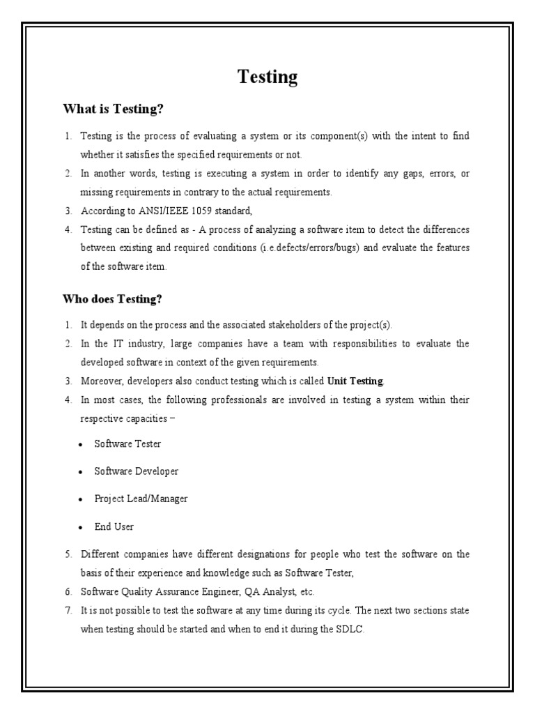 Testing Notes Pdf Software Testing Usability
