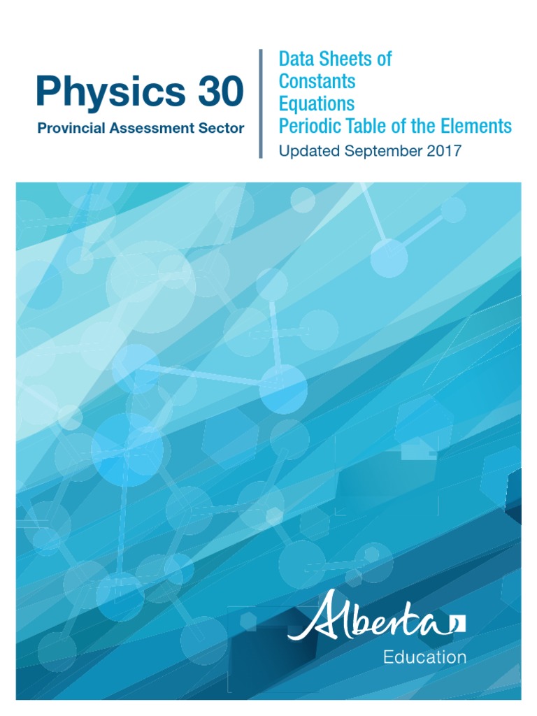 Physics 30 Data Booklet | PDF | Electronvolt | Electron