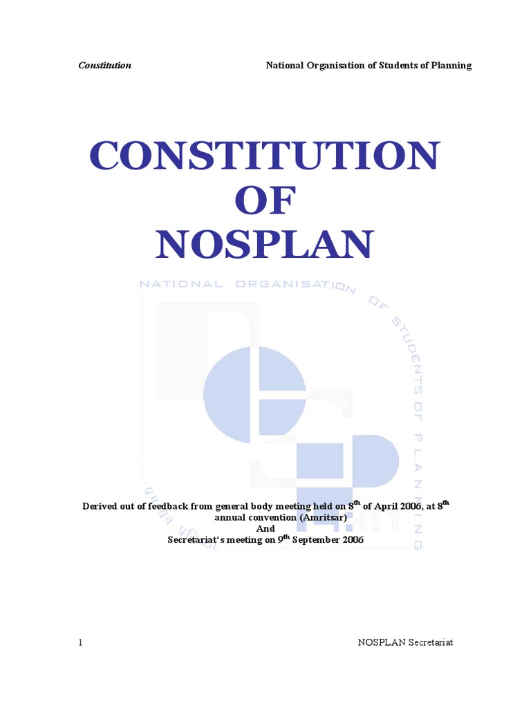 Docs - NOSPLAN Constitution - 27th April 2007 | PDF | Elections ...