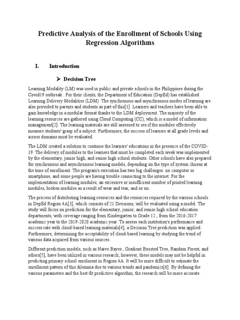 Predicting School Enrollment Using Decision Tree Regression | PDF ... Predicting School Enrollment Using Decision Tree Regression | PDF ...