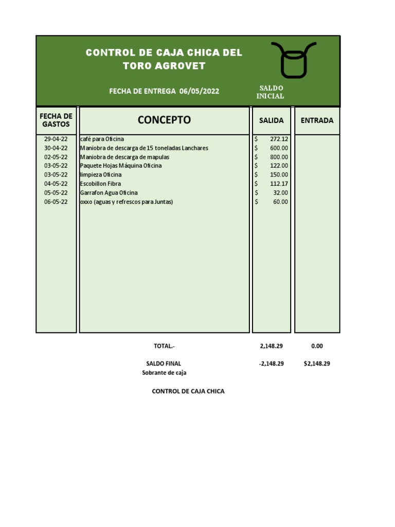 Formato Caja Chica | PDF