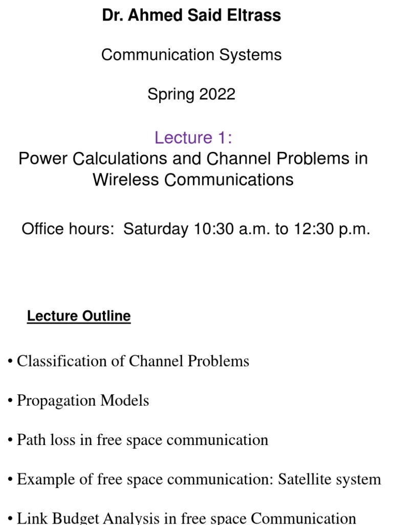 Lecture 1 Communication Systems Pdf Antenna Radio Radio Propagation