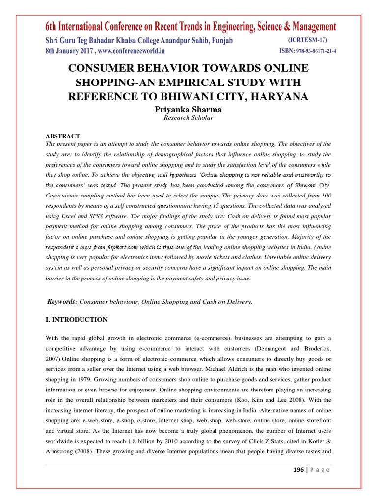 Consumer Behaviour Towards Online Shopping | PDF | Online Shopping | E Commerce