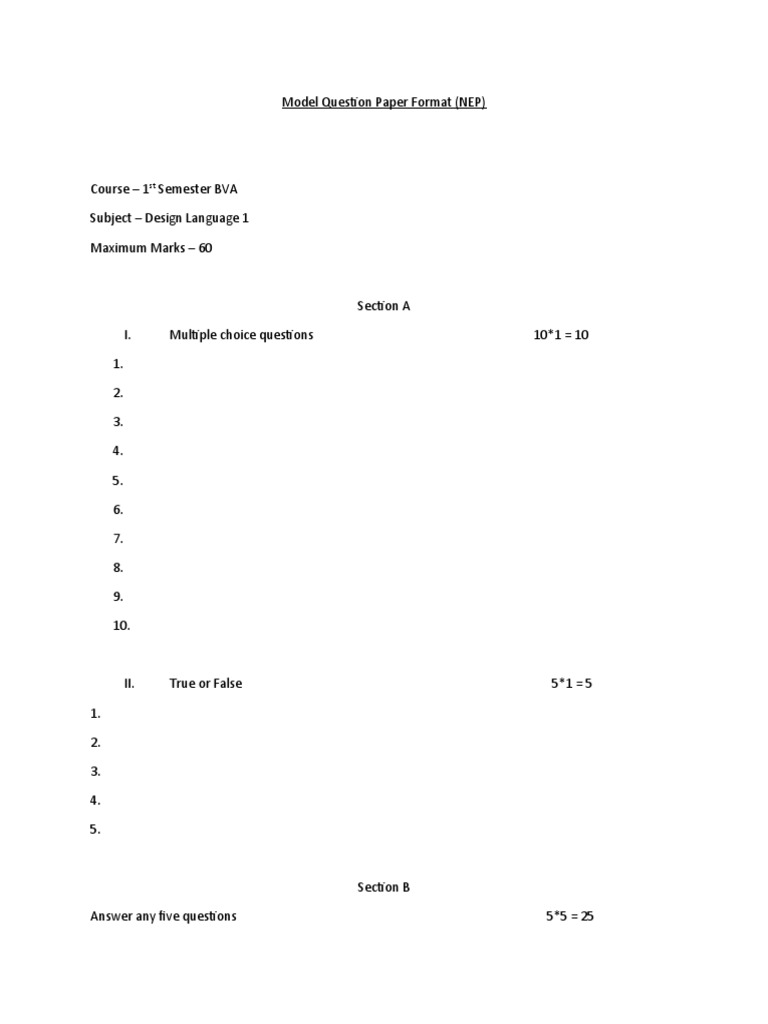 Model Question For Design Language Paper Format | PDF