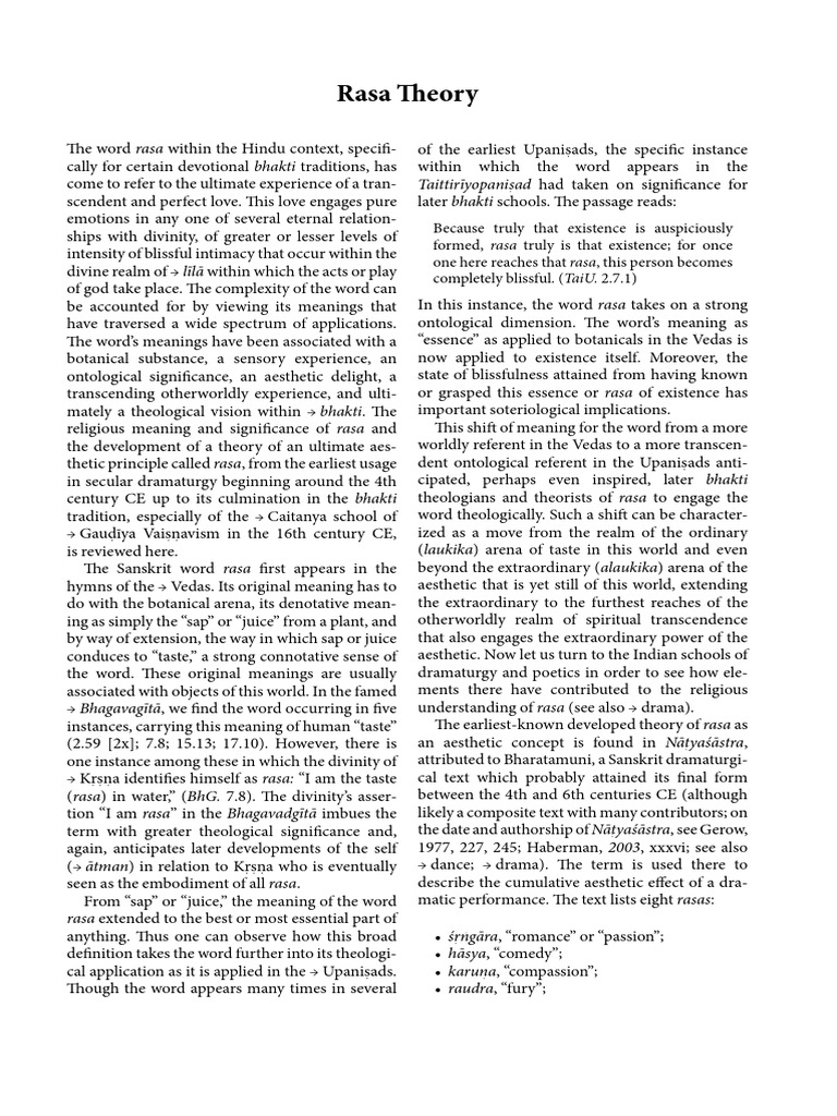 The Rasa Theory | PDF | Bhakti | Love