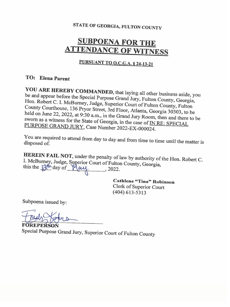 Subpoena For The Attendance of Witness | PDF