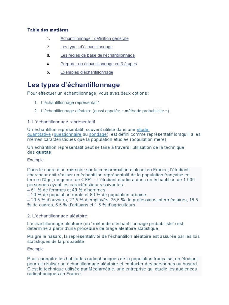 Types d'échantillonnage en recherche | PDF | Échantillonnage ...