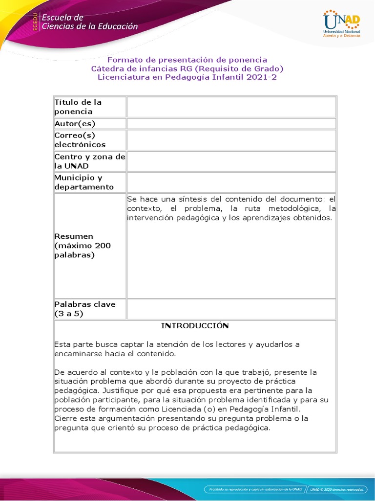 Anexo 2 - Formato de Ponencia | PDF | Pedagogía | Diseño