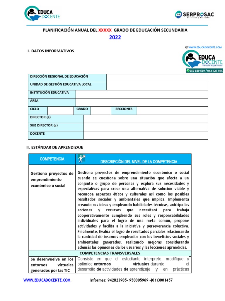 Plan Anual 1ro EPT | PDF | Evaluación | Aprendizaje