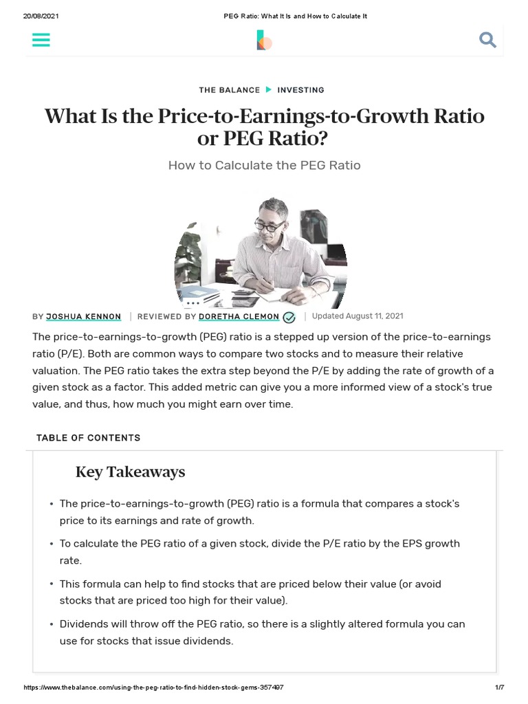 PEG Ratio - What It Is and How To Calculate It | Download Free PDF ...