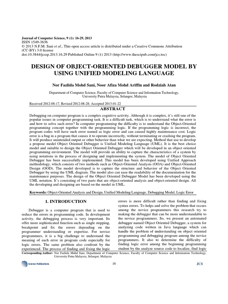Design of Object Oriented Debugger Model | PDF | Computer Programming | Debugging