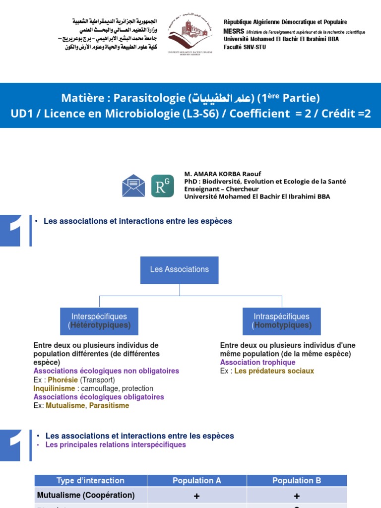 Cours Parasitologie L3 PPTX (Partie 01) 25 05 2021 | PDF | Parasitisme ...