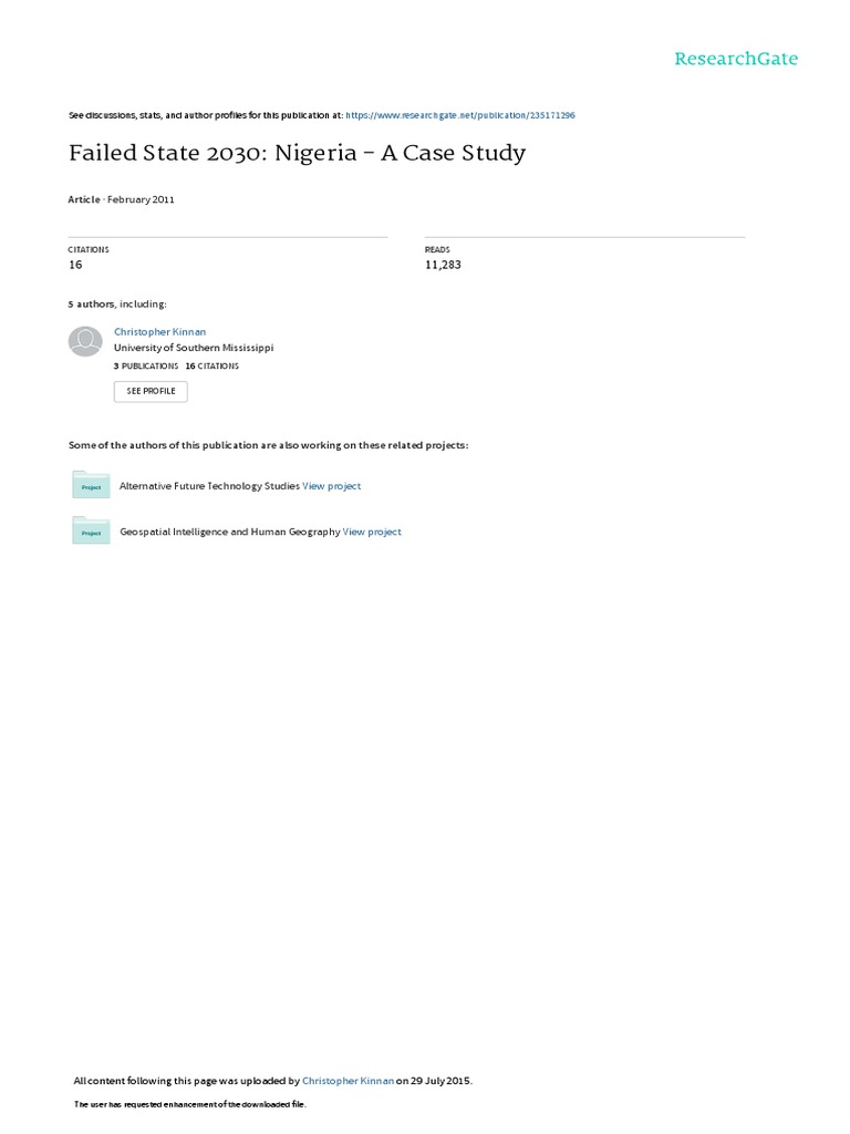 Failed State 2030 Nigeria - A Case Study | PDF | Nigeria | Coalition ...
