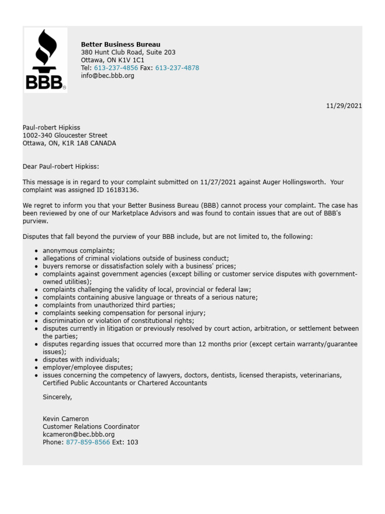 BBB: Complaint Management | PDF | Law