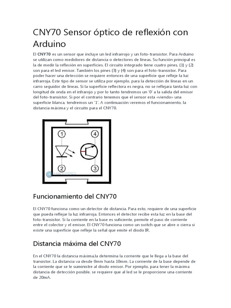 CNY70 Sensor Óptico de Reflexión Con Arduino | PDF | Ingenieria Eléctrica | Electricidad