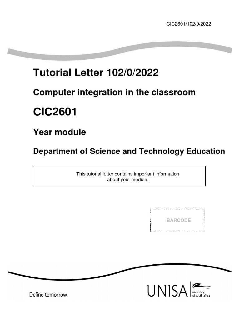 Tutorial Letter 102/0/2022: Computer Integration in The Classroom | PDF | Educational Technology ...
