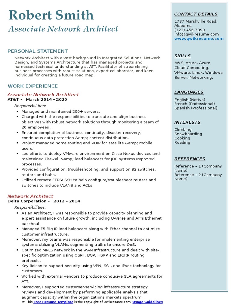 Network-Architect Sample Resume 2 | PDF | Computer Network | Router ...