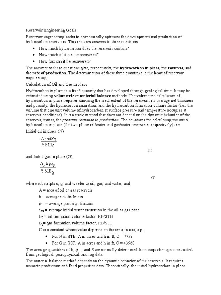 Basic Concepts in Reservoir Engineering | PDF | Permeability (Earth ...