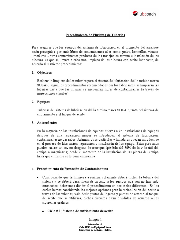 Procedimiento de Flushing (2014) | PDF | Lubricante | Ingeniería mecánica