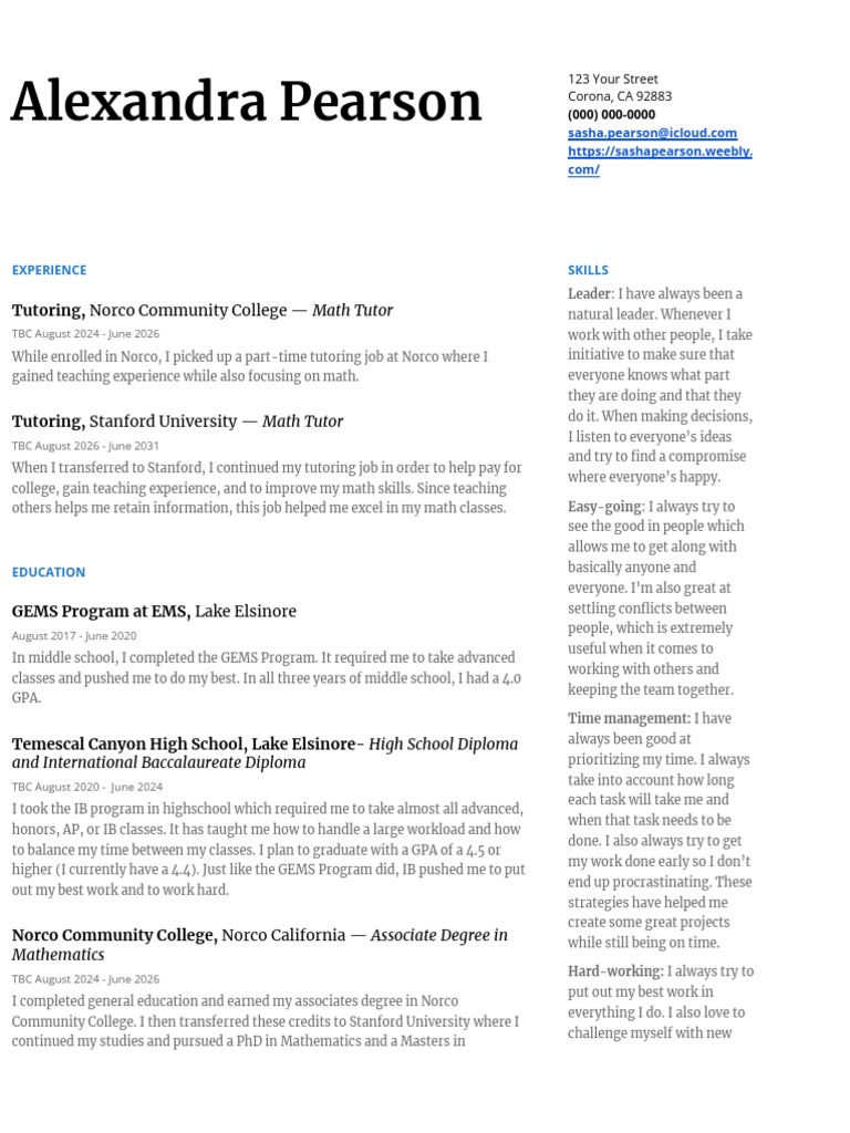 Alexandra Pearson: Experience Skills | PDF | Doctor Of Philosophy ...