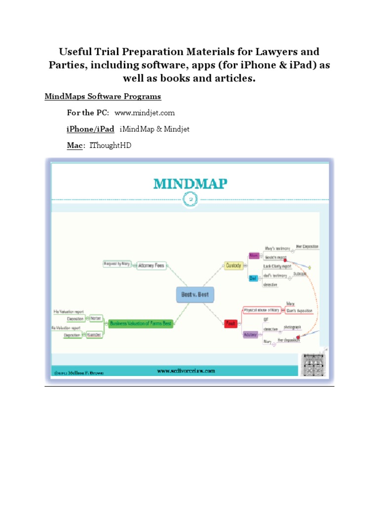 Useful Trial Preparation Materials For Lawyers and Parties, Including ...