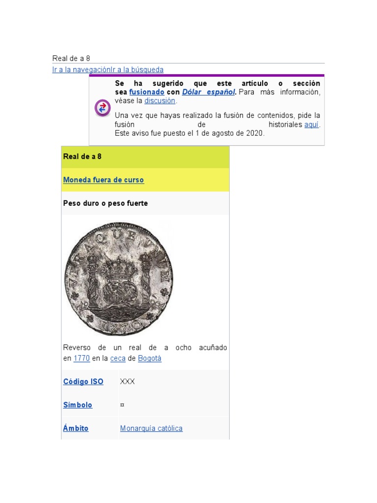 Real de A 8 | PDF | Dinero | Moneda