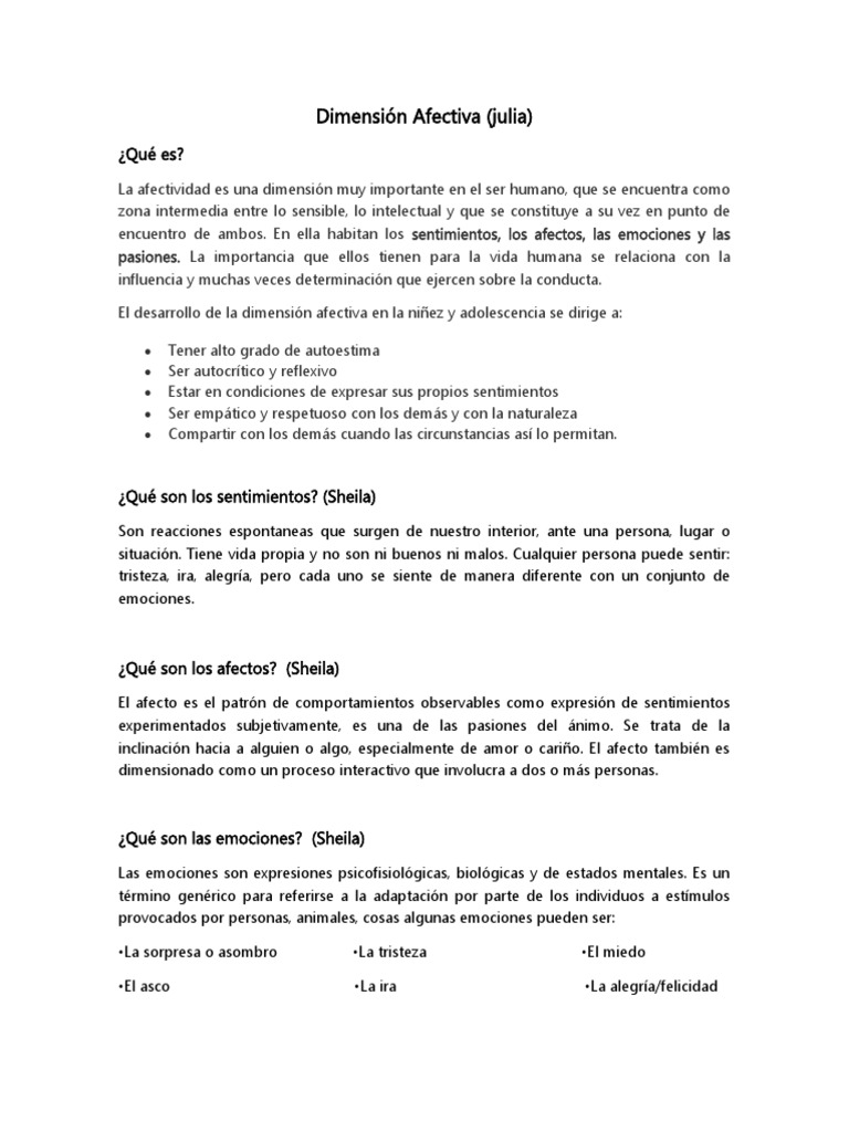 Dimensión Afectiva | PDF | Las emociones | Amor