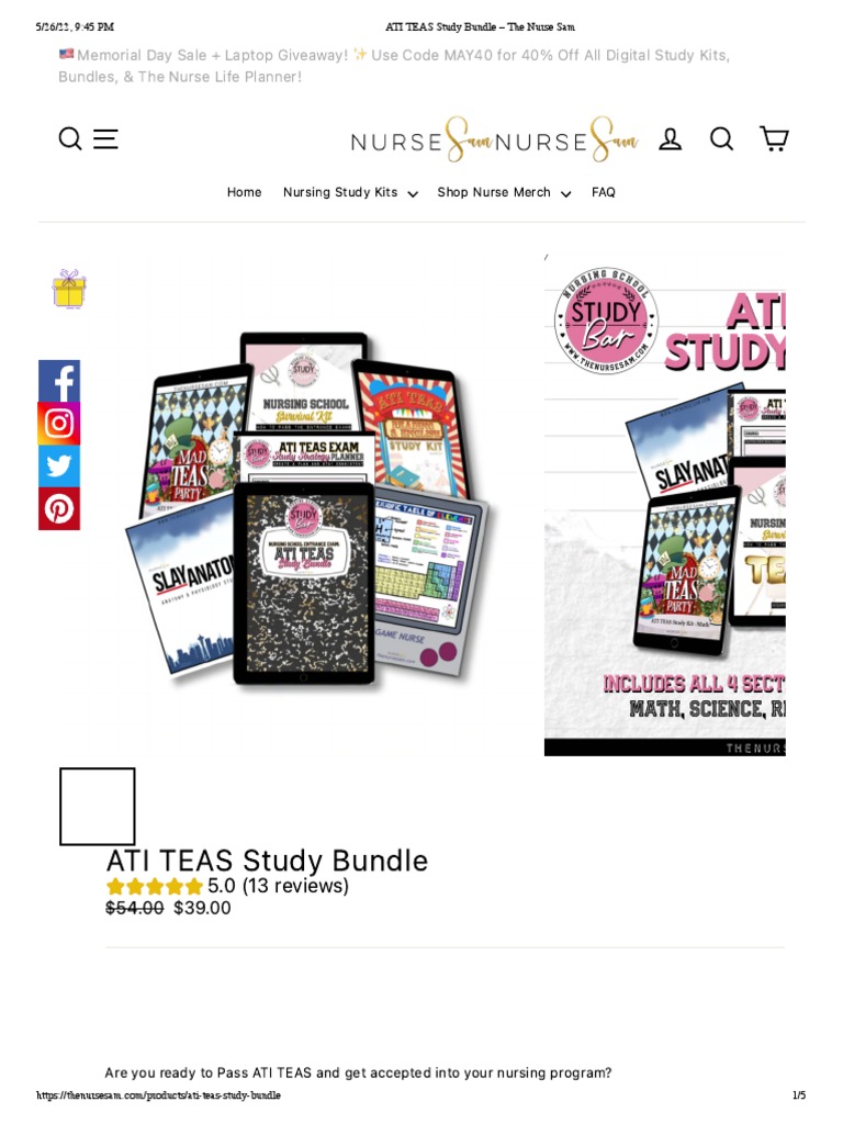 ATI TEAS Study Bundle - The Nurse Sam | PDF