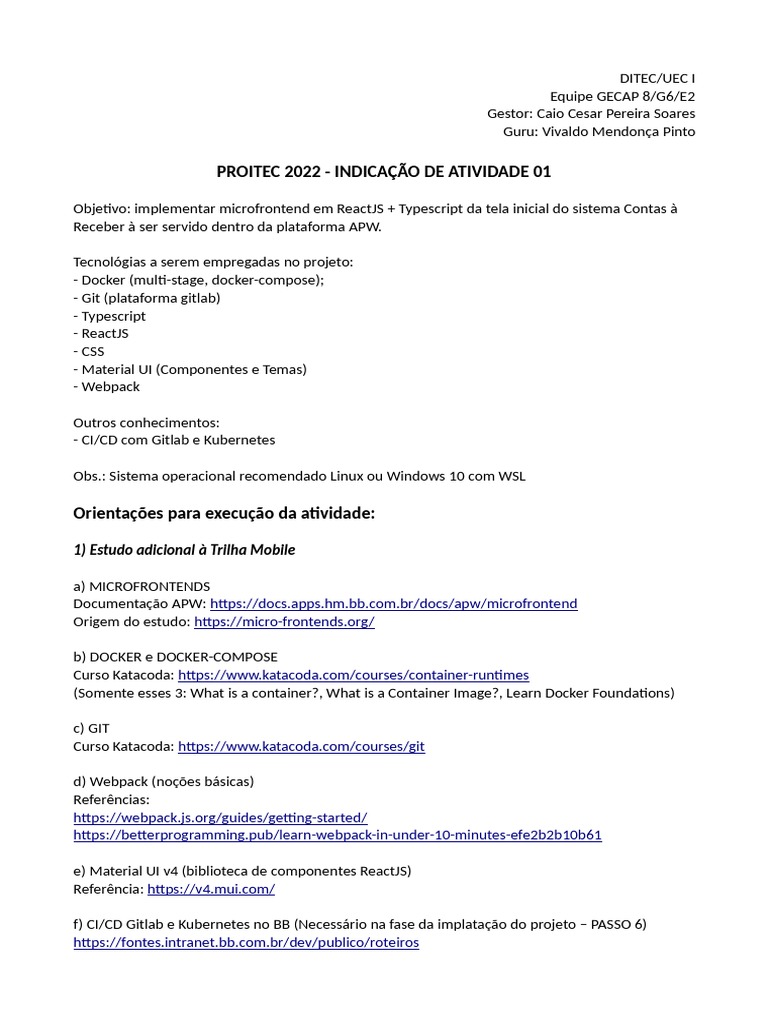Proitec Atividade01 | PDF | Script Java | Informática