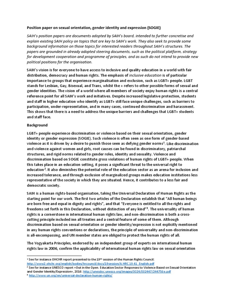 Posisjonsnotat SOGIE | PDF | Lgbt | LGBTQIA+ Studies