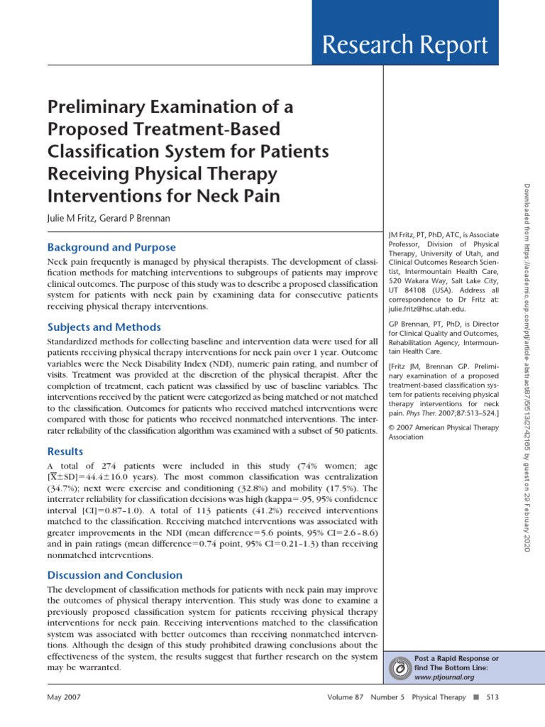 Fritz 2007- Preliminary examination of a proposed treatment-based ...