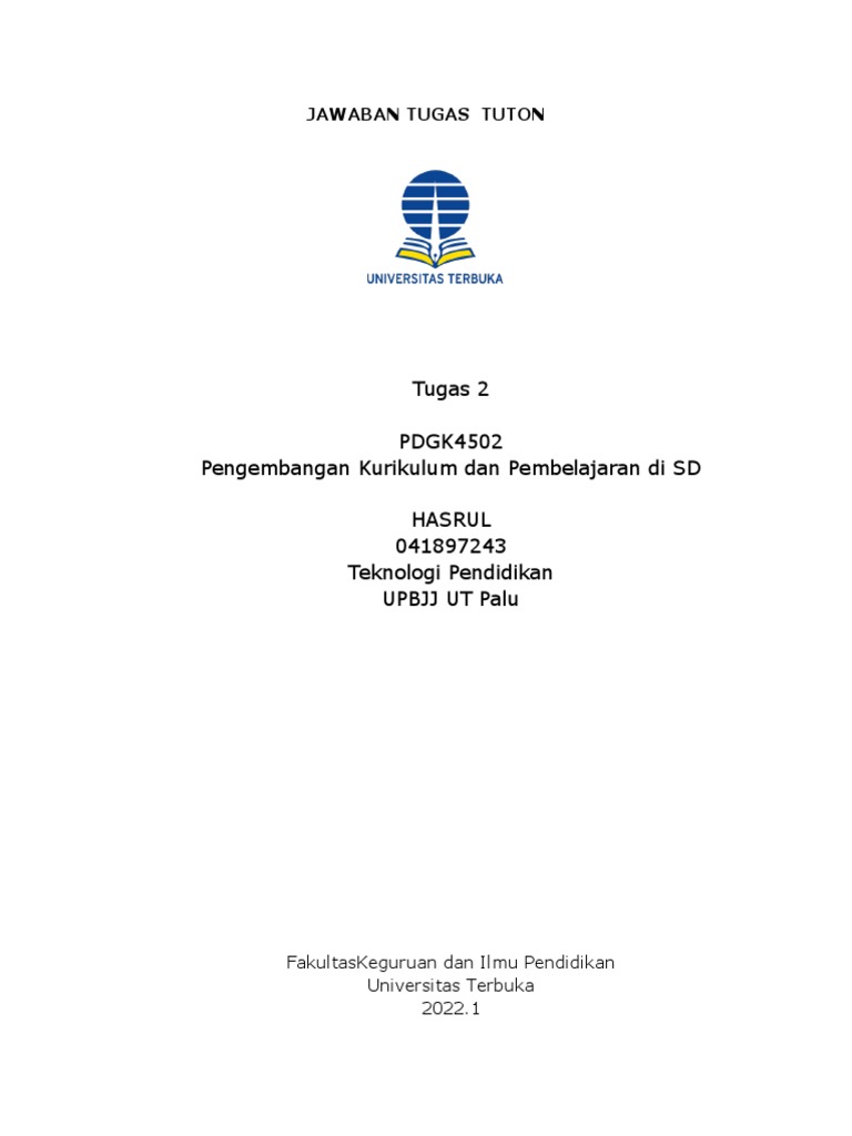 Tugas 2 Pengembangan Kurikulum Dan Pembelajaran Di SD | PDF | Seni