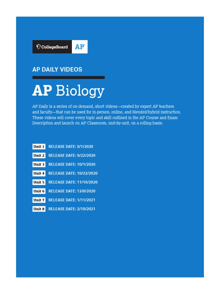 AP Daily Videos Ap Biology PDF | Download Free PDF | Gene | Cell Membrane