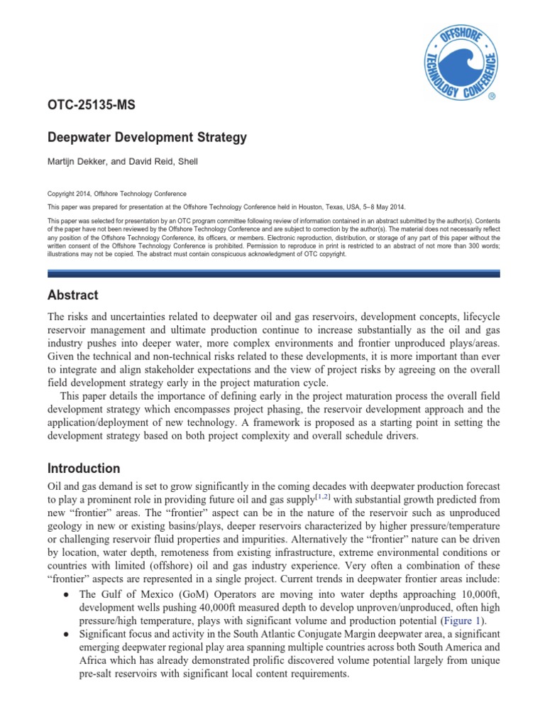 Deepwater Development Strategy | PDF | Petroleum Reservoir | Risk
