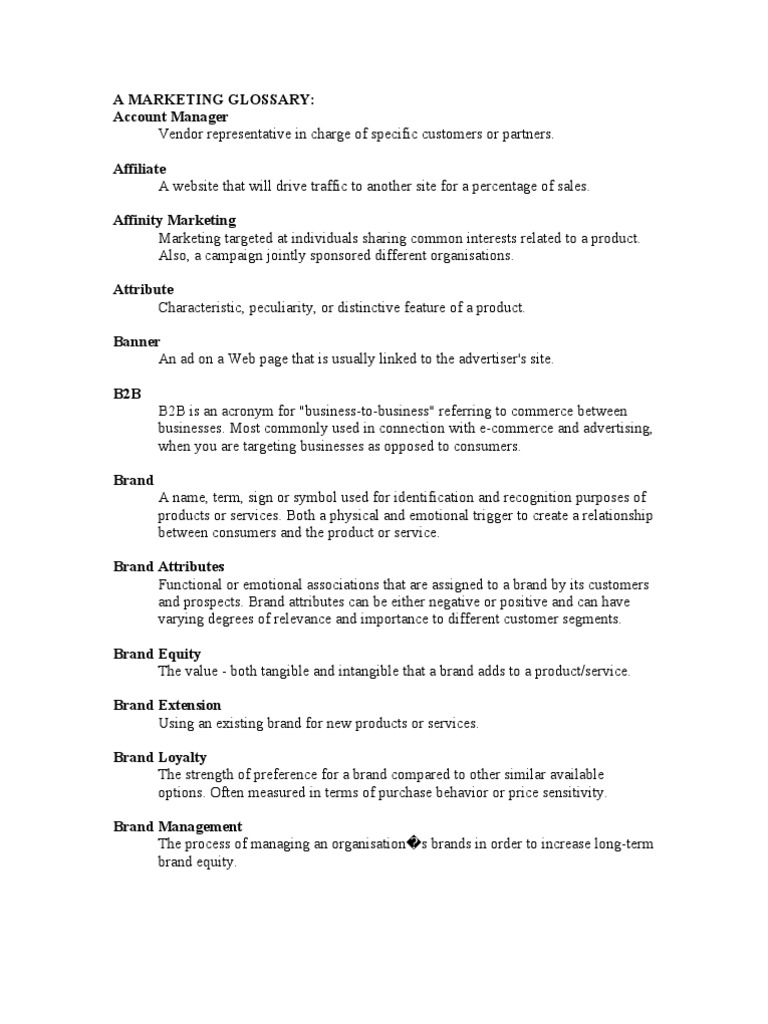 A Marketing Glossary | PDF | Brand | Customer Relationship Management