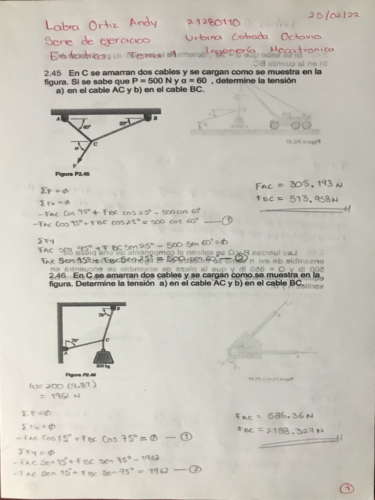 Serie de Ejercicios Estatica | PDF