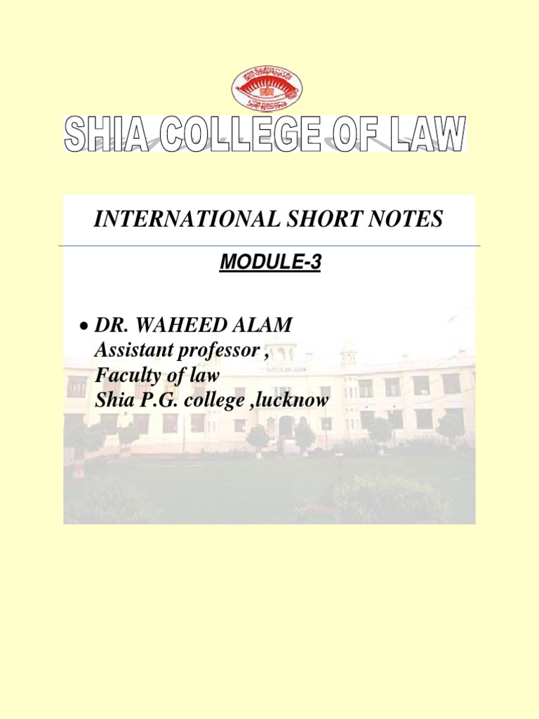 International Law Short Notes Module 3 | PDF | League Of Nations ...
