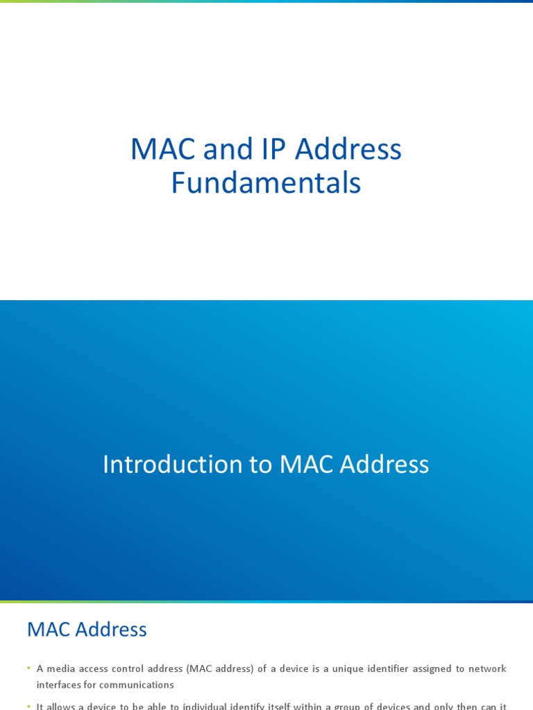 08.MAC and IP Fundamentals | PDF | Ip Address | Computer Network