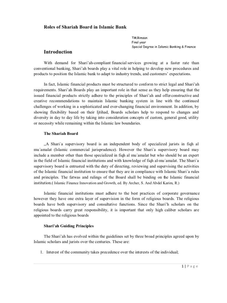 Roles of Shariah Board in Islamic Bank | Download Free PDF | Islamic ...