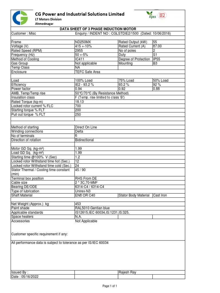 CG Power and Industrial Solutions Limited: LT Motors Division ...