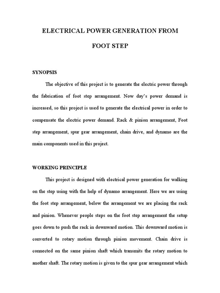 Foot Step Power Generation | PDF
