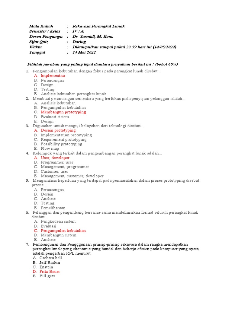 QUIZ RPL Cimerak (14 Mei 2022) | PDF | Seni | Komputer
