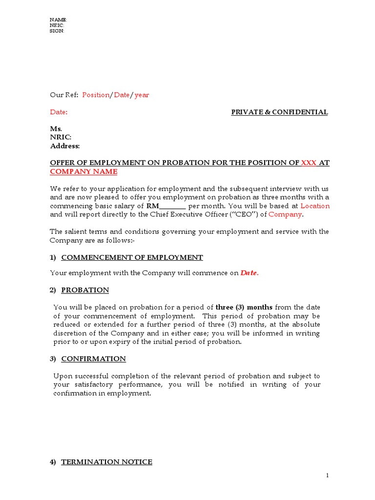 Offer Letter Format | PDF | Confidentiality | Employment