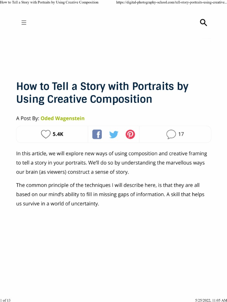Storytelling in Portrait Photography | PDF | Imaging | Artistic Techniques