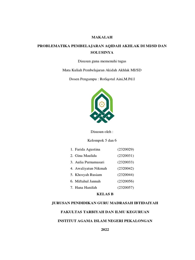 Kelompok 5 Dan 6 - Aqidah Akhlak | PDF