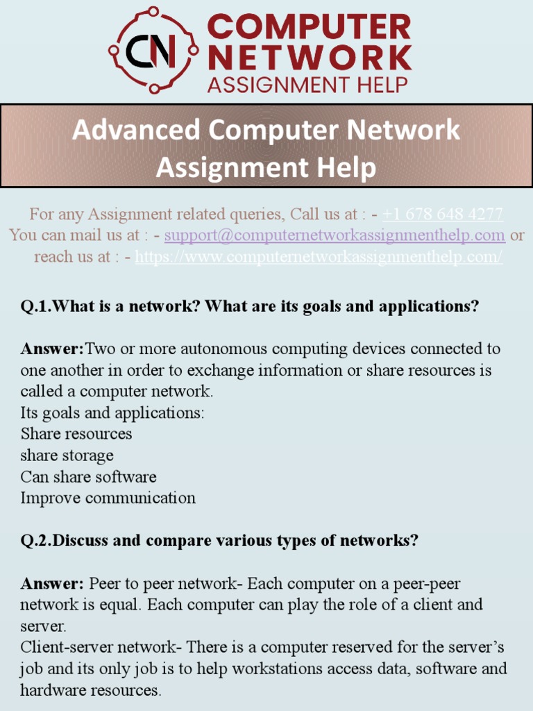 Advanced Computer Network Assignment Help | PDF | Computer Network | Cloud Computing