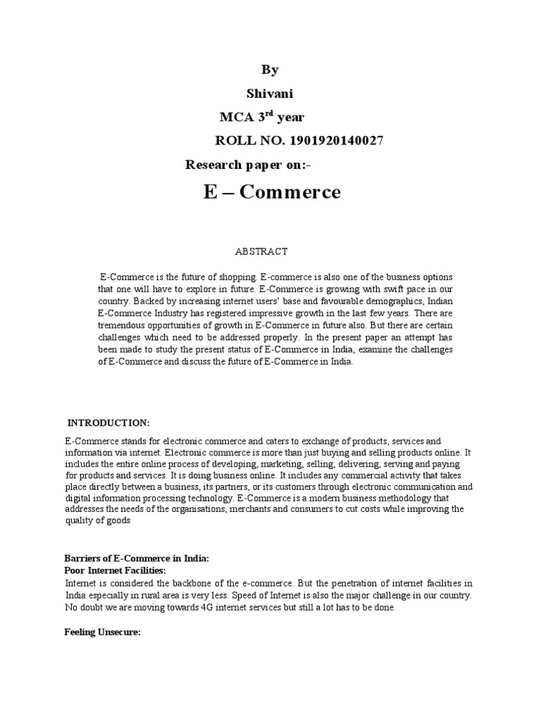 E Commerce Research Paper 1 PDF | PDF | E Commerce | Sampling (Statistics)