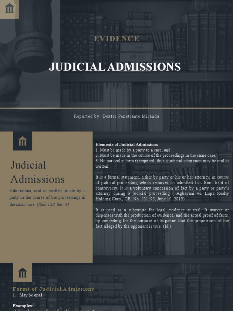 Evidence: Judicial Admissions | PDF | Lawsuit | Pleading