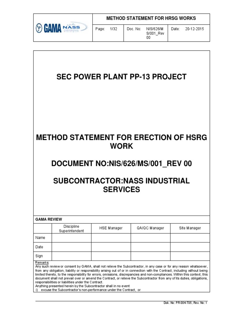 Sakuti Method - Statement - For - HRSG - Works Crsher | PDF | Duct ...