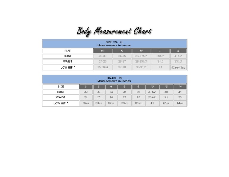 Body Measurement Chart | PDF